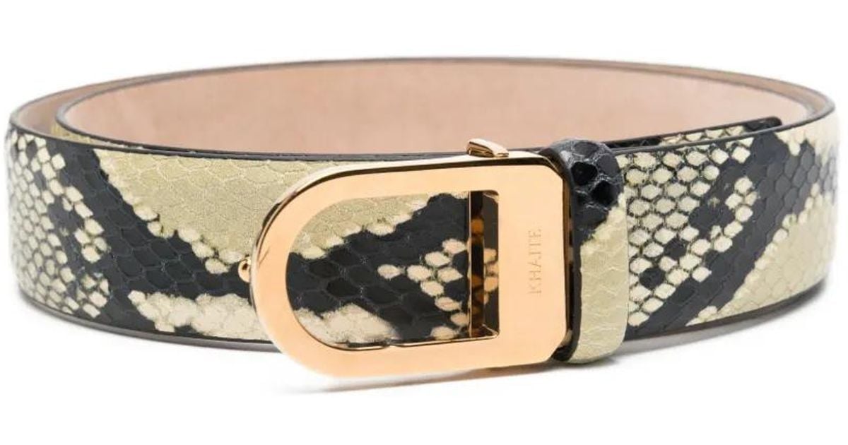 KHAITE Snakeskin-Effect Buckled Belt in White | Lyst