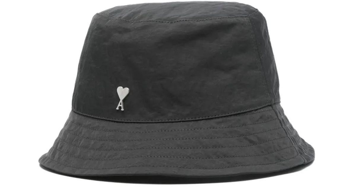 Ami Paris Heart-Logo Bucket Hat in Black | Lyst