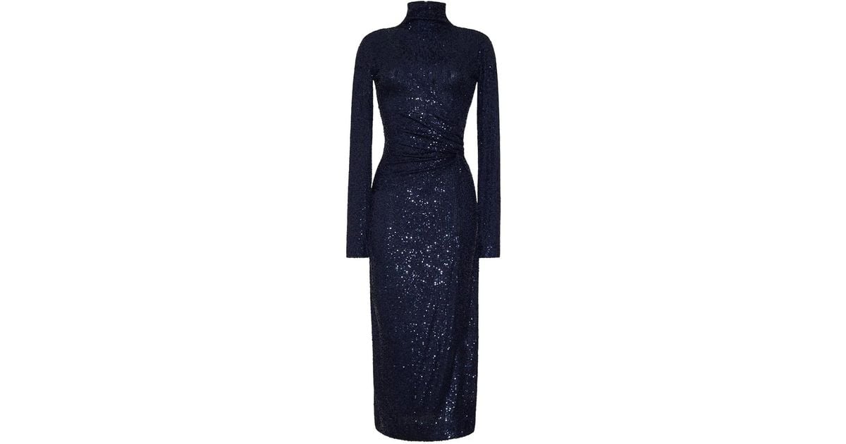 Cara Cara Ryan Sequin High-Neck Midi Dress in Blue | Lyst UK
