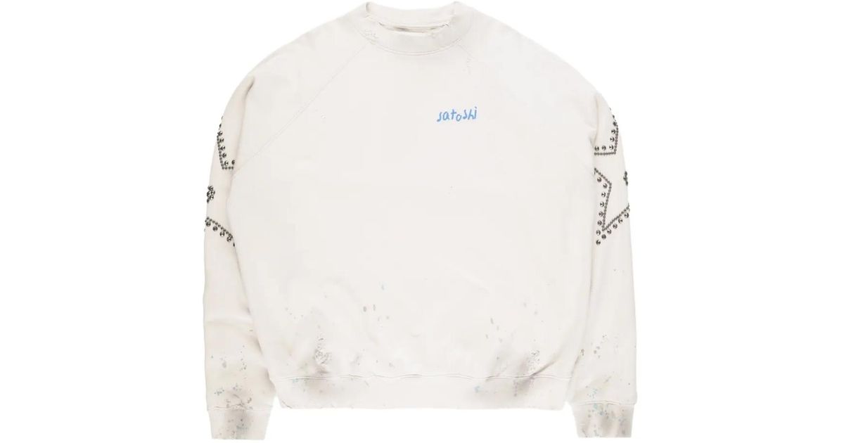 Satoshi Nakamoto Star-Studded Crew-Neck Sweatshirt in White for Men ...