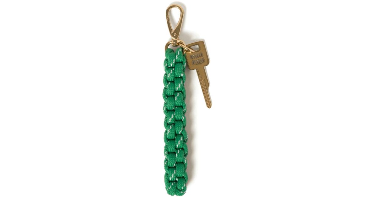 Miu Miu Braided Keyring in Green | Lyst