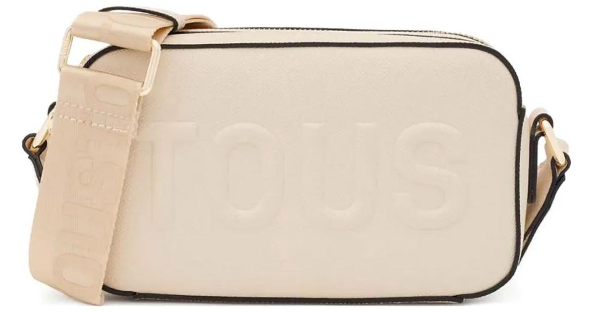 Tous Logo-Embossed Double-Zip Cross Body Bag in Natural | Lyst UK