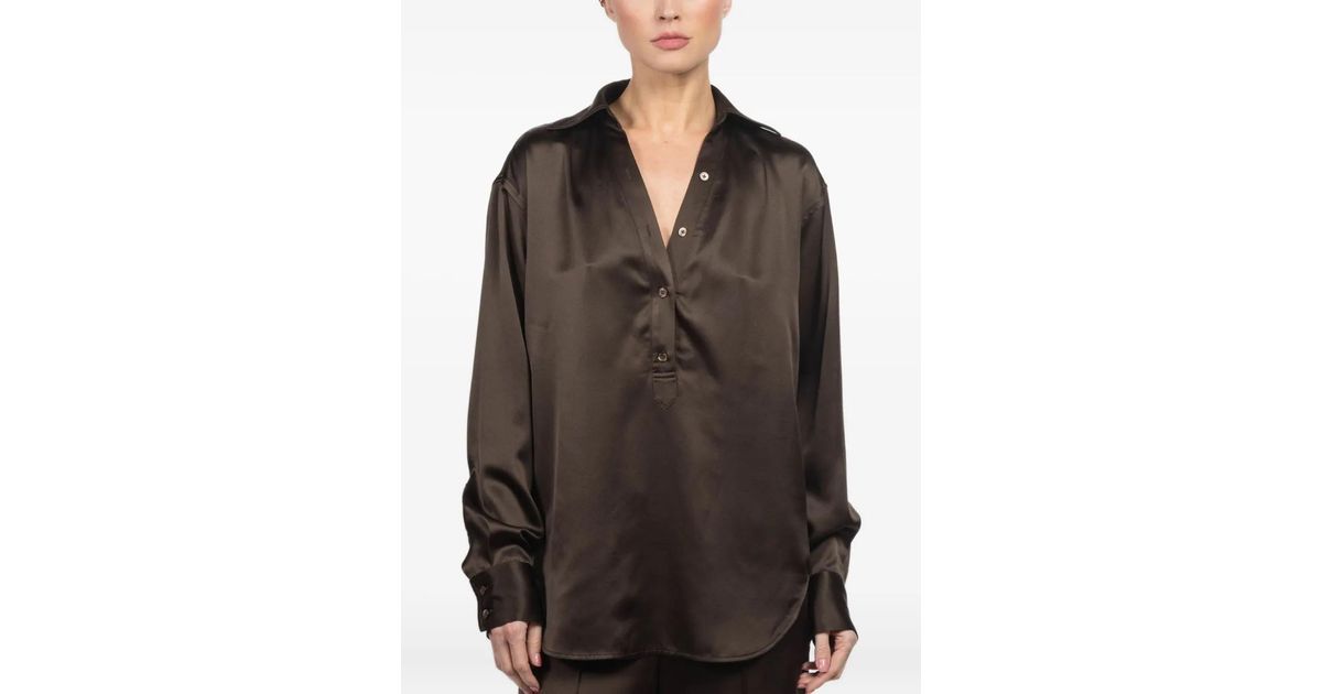 Külson Emory Buttoned Long-sleeve Top in Brown | Lyst UK