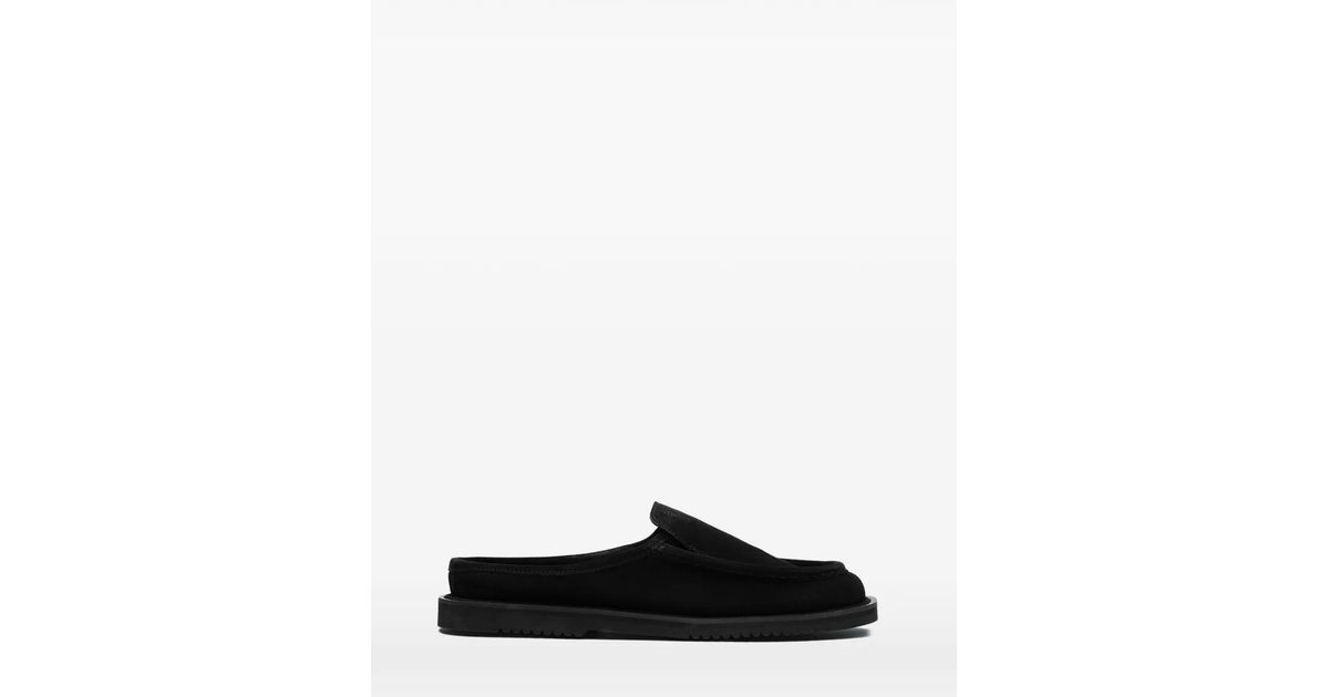 Referenc Suede Square Toe Slides in Black for Men | Lyst UK