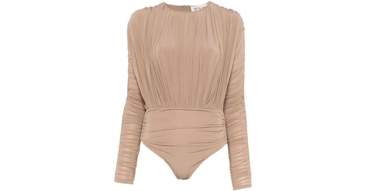 TOVE Zyana Draped Bodysuit in Natural | Lyst