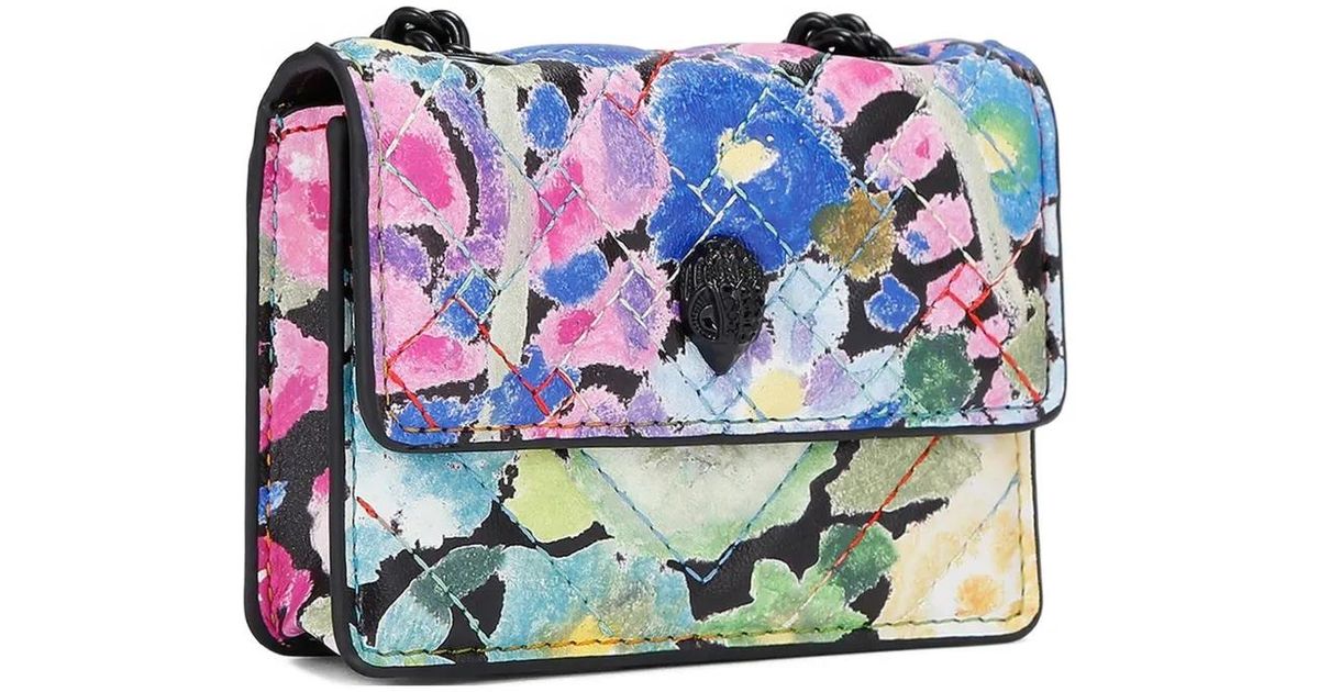 Kurt Geiger Micro Kensington Floral-Print Crossbody Bag in Blue | Lyst