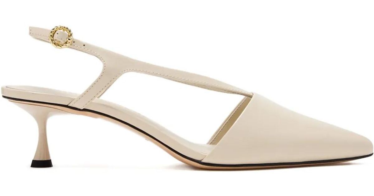 STUDIO AMELIA 50Mm Slingback Cut-Out Pumps in Natural | Lyst