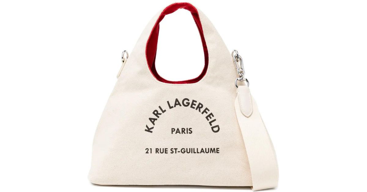 KARL LAGERFELD Mini Rue St-Guillaume Tote Bag in Natural | Lyst