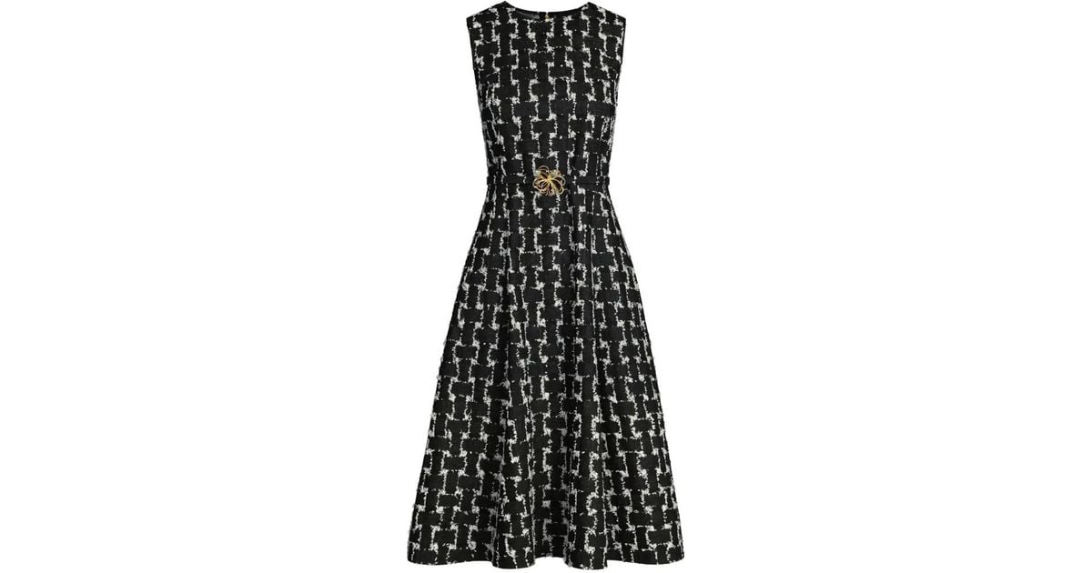 Oscar de la Renta Jacquard Woven Midi Dress in Black | Lyst UK