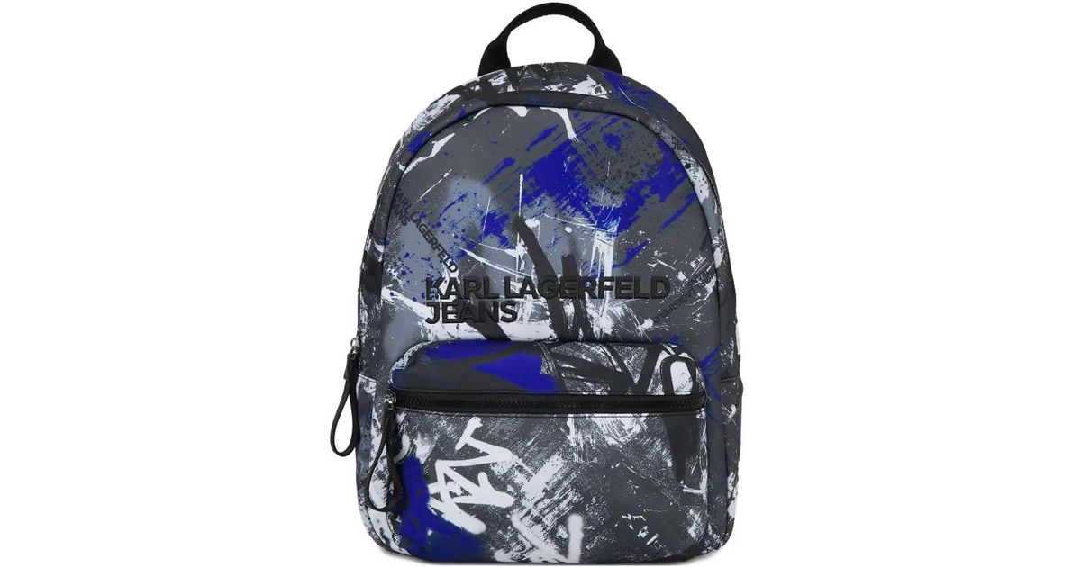 Karl Lagerfeld Graffiti-Print Backpack in Blue for Men | Lyst UK