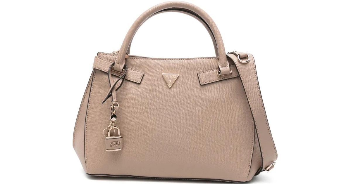 Guess Padlock-Pendant Tote Bag in Natural | Lyst UK