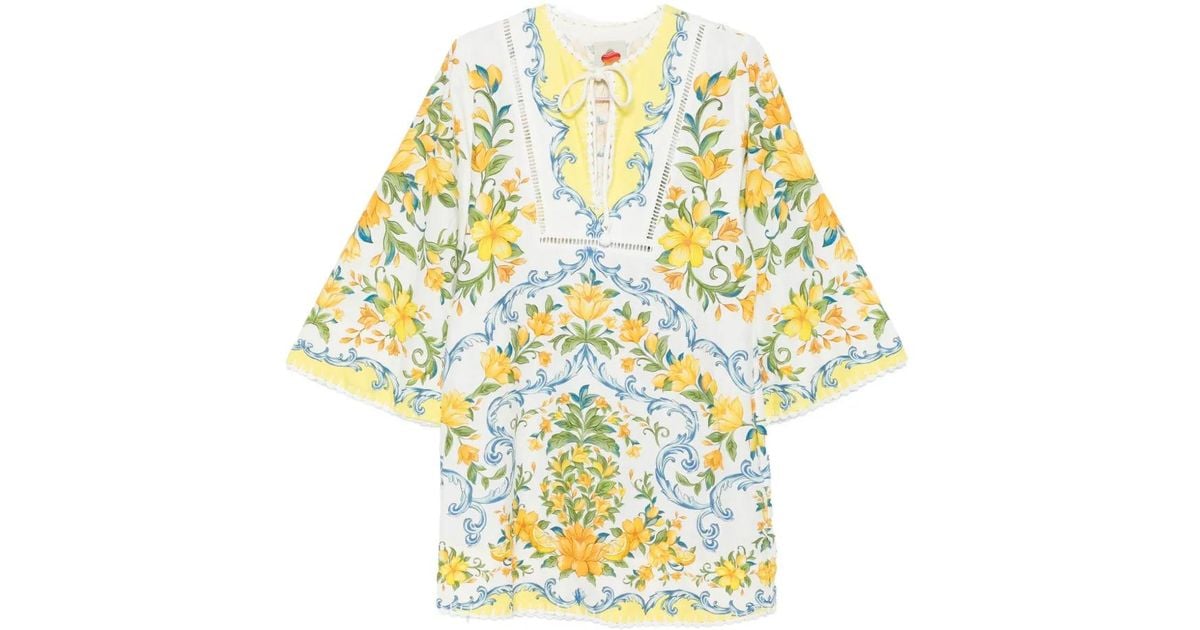 FARM Rio Sicily Mini Dress in White | Lyst