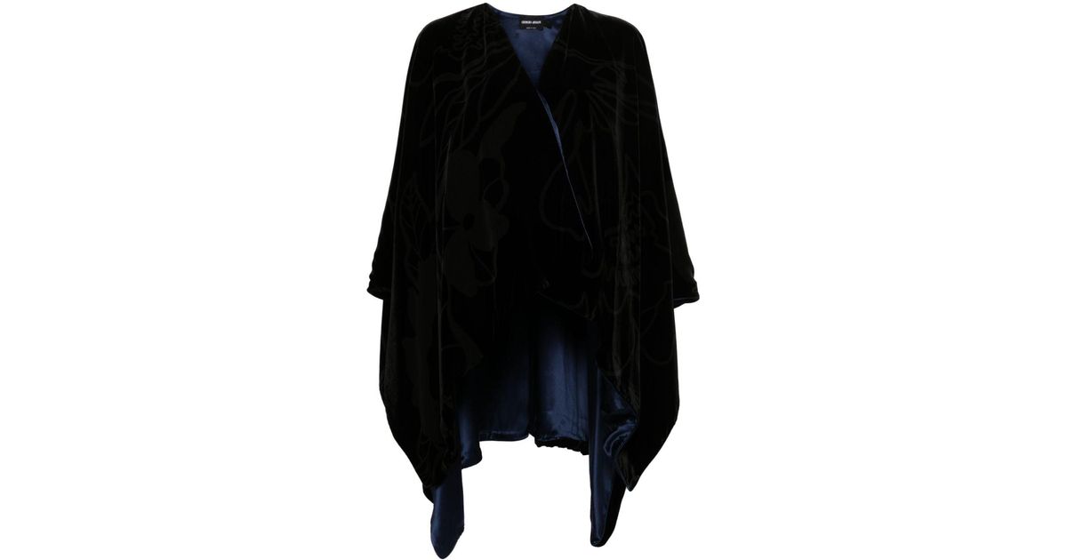 Giorgio Armani Devoré Velvet Cape in Black | Lyst