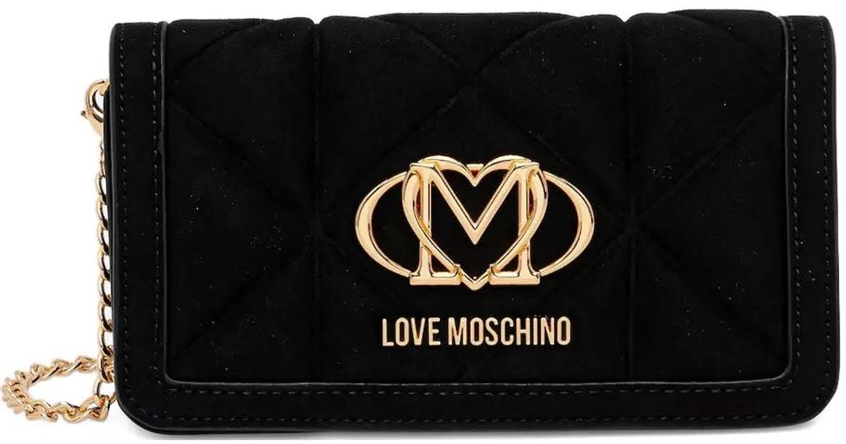 Love Moschino Logo-Plaque Crossbody Bag in Black | Lyst UK
