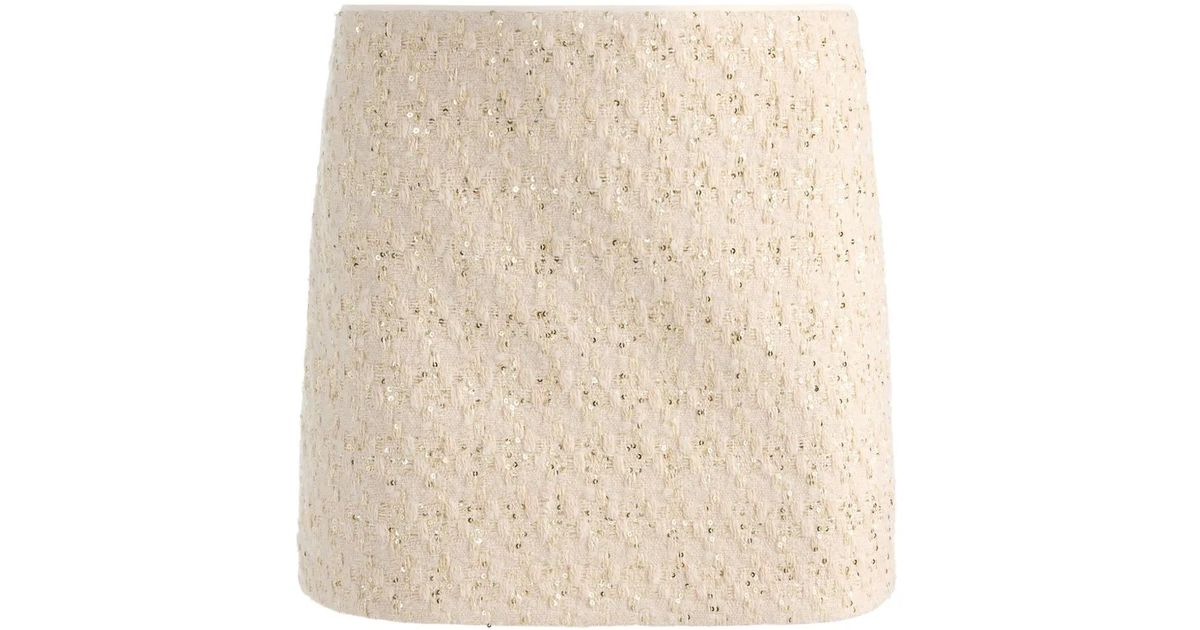 Alice + Olivia Rubi Sequin Mini Skirt in Natural | Lyst UK