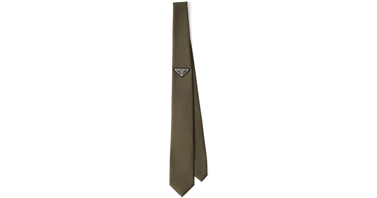 Prada Triangle Logo Tie in Green for Men | Lyst