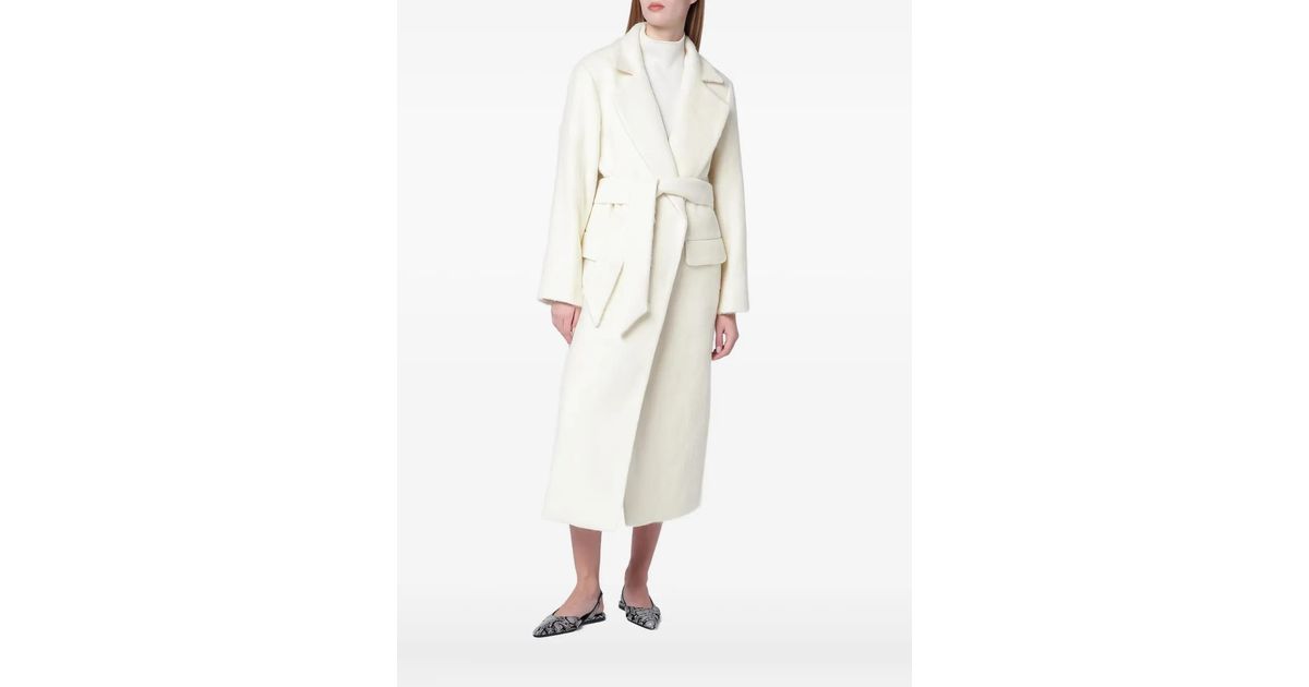 Almada Label Ivy Belted Coat in White | Lyst UK