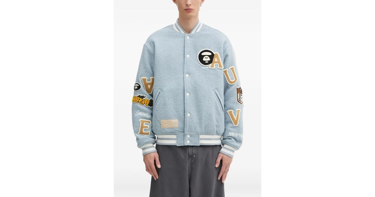 Aape By A Bathing Ape Letter-Appliqué Bomber Jacket in Blue for Men | Lyst
