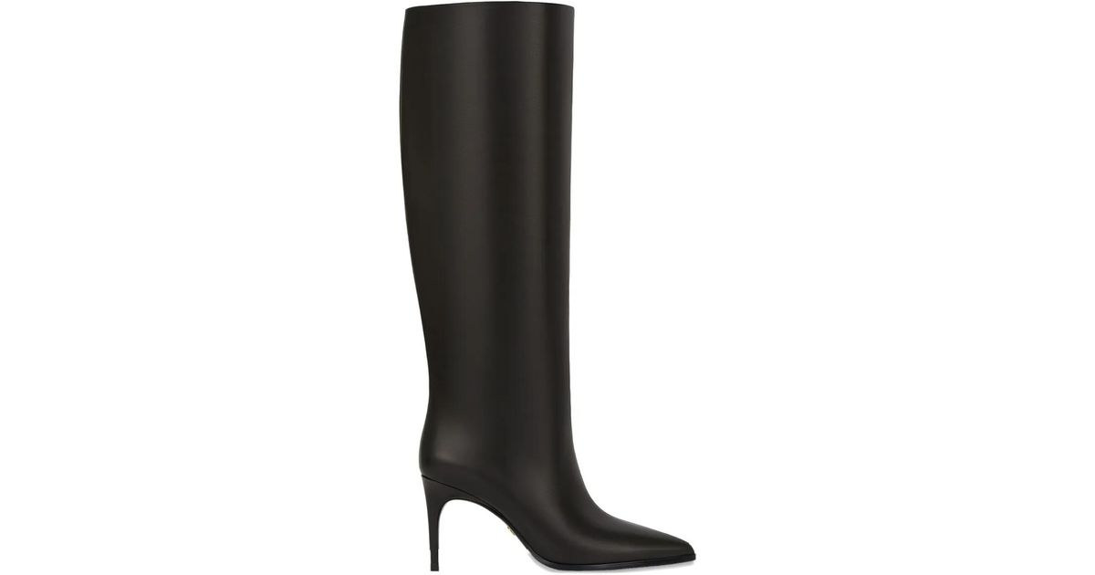 POTAMY 80Mm Leather Knee-High Boots in Black | Lyst UK