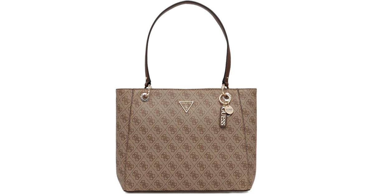 Guess Noelle 4G Logo-Monogram Charm Tote Bag in Brown | Lyst