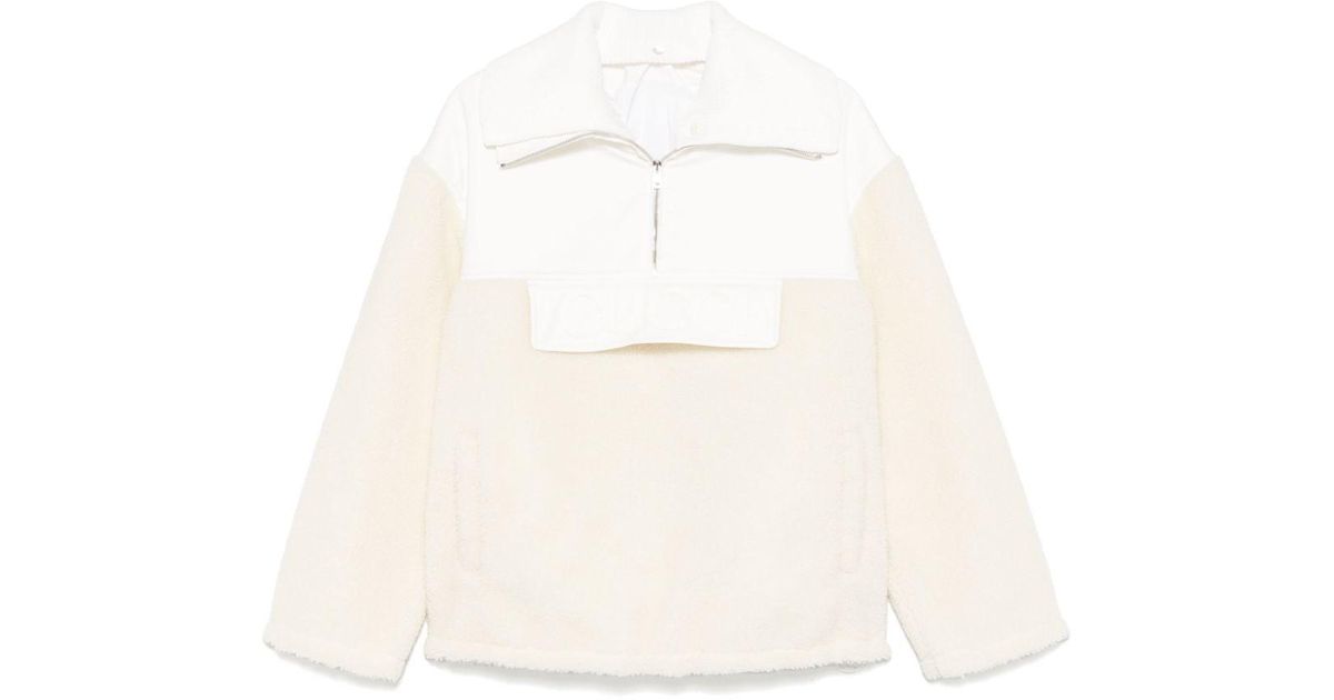 Gucci Fleece Zip Hoodie in Natural | Lyst