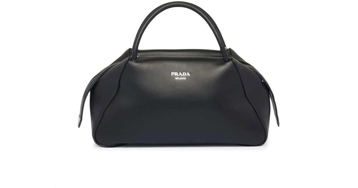 Prada Medium Logo-Embellished Tote Bag in Black | Lyst UK