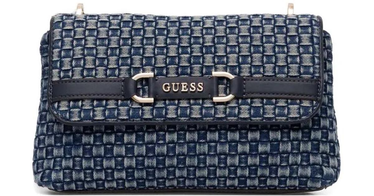 Guess Woven Structured Cross Body Bag in Blue | Lyst