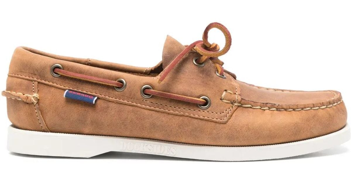 Sebago Portland Lace-Up Docksides in Brown | Lyst