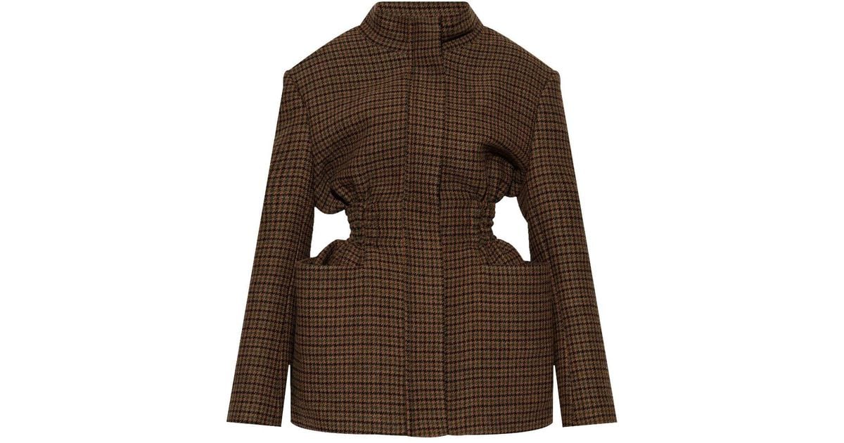 The Mannei Check Pattern Jacket in Brown | Lyst