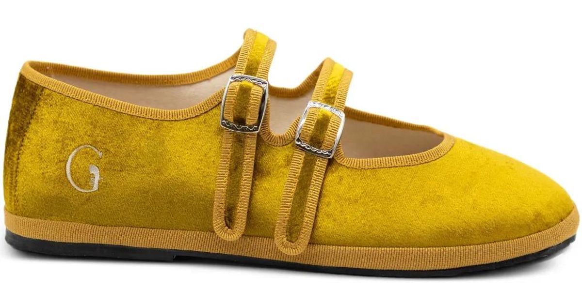 Gondolina Nina Mary Jane Double-Lace Ballet Flats in Yellow | Lyst