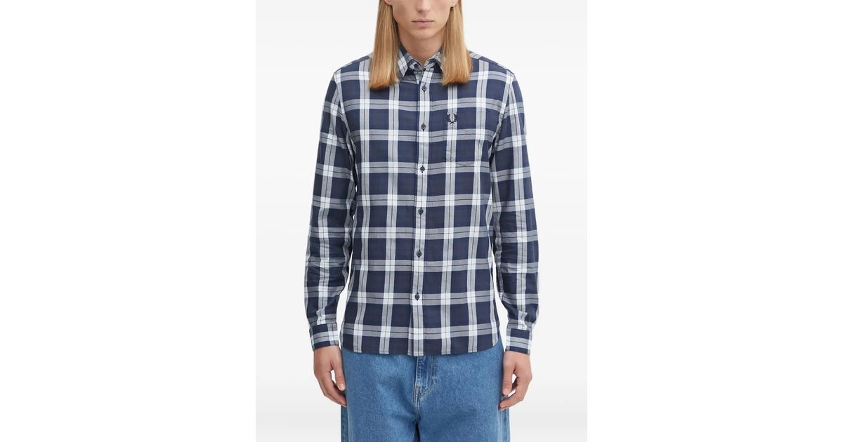 Fred Perry Check-Pattern Shirt in Blue for Men | Lyst UK