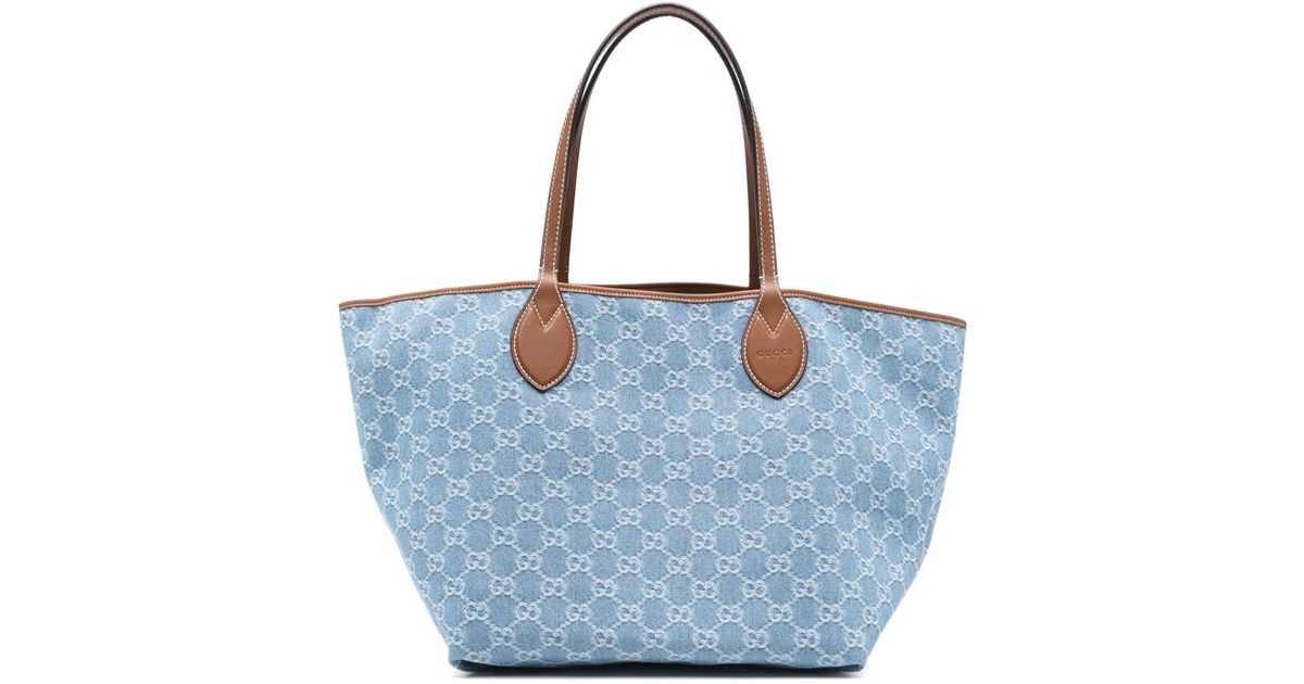 Gucci Totissima Denim Tote Bag in Blue | Lyst