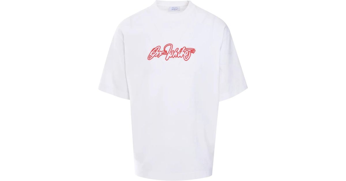 Off-White c/o Virgil Abloh Script Outline T-Shirt in White for Men | Lyst