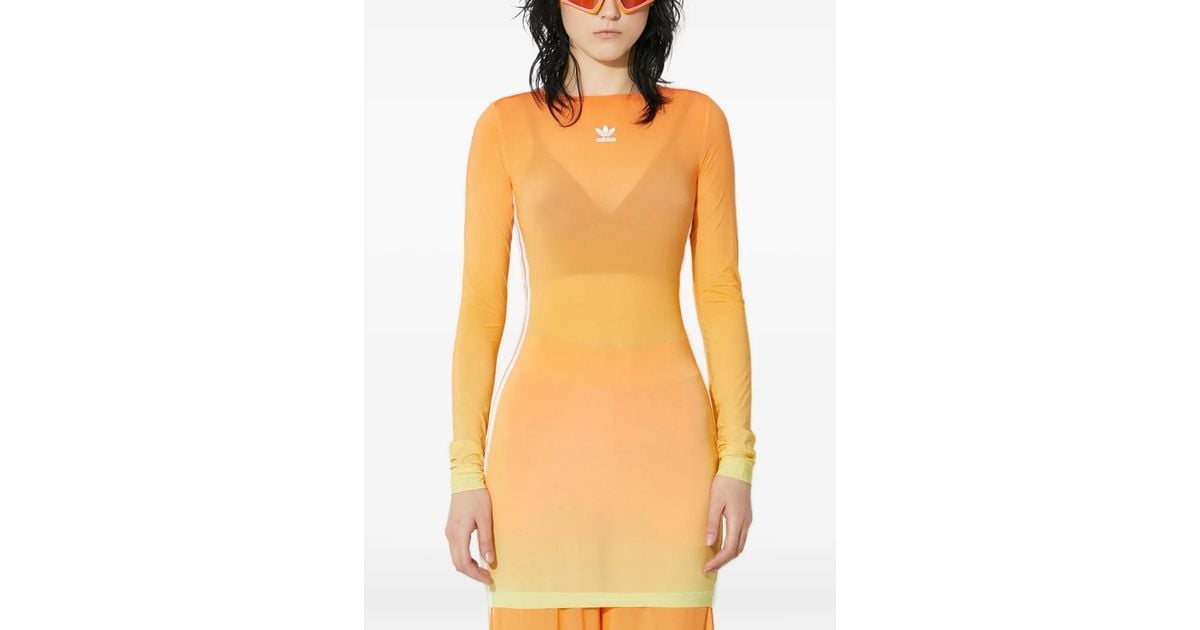 adidas Robe Rayée À Effet Dégradé in Orange | Lyst UK