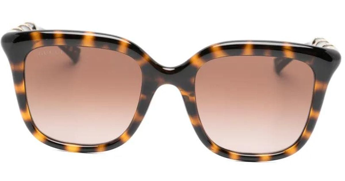 Gucci Bamboo Square-Frame Sunglasses in Pink | Lyst UK