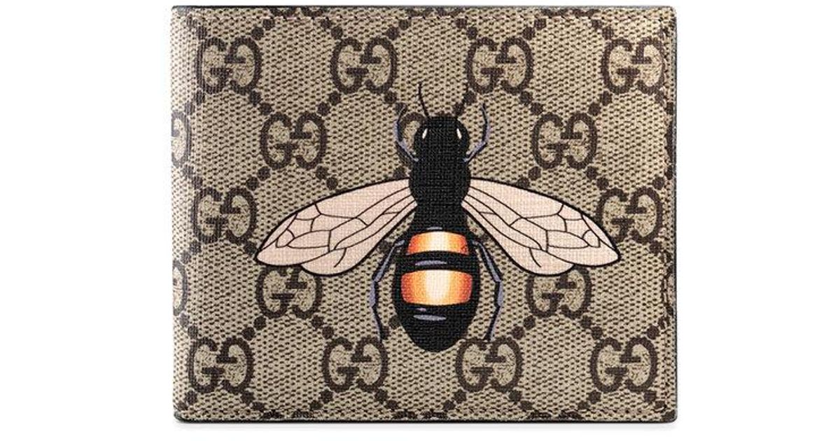 Gucci Canvas Bee Print GG Supreme Wallet for Men - Lyst