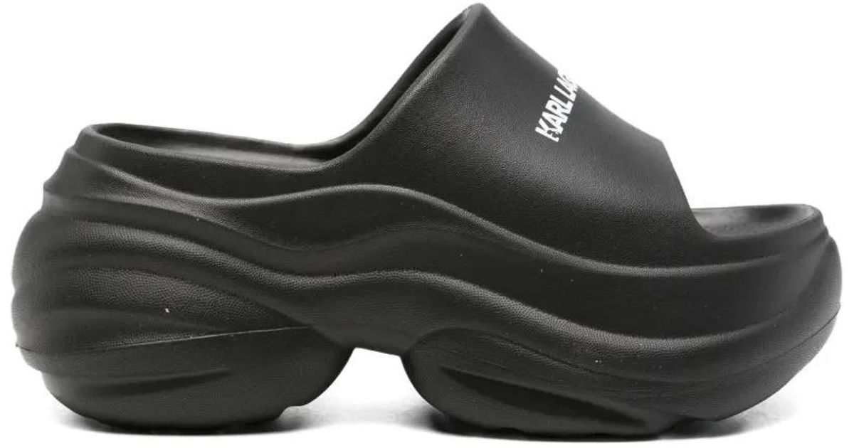 KARL LAGERFELD Kontour Platform Slide in Black | Lyst