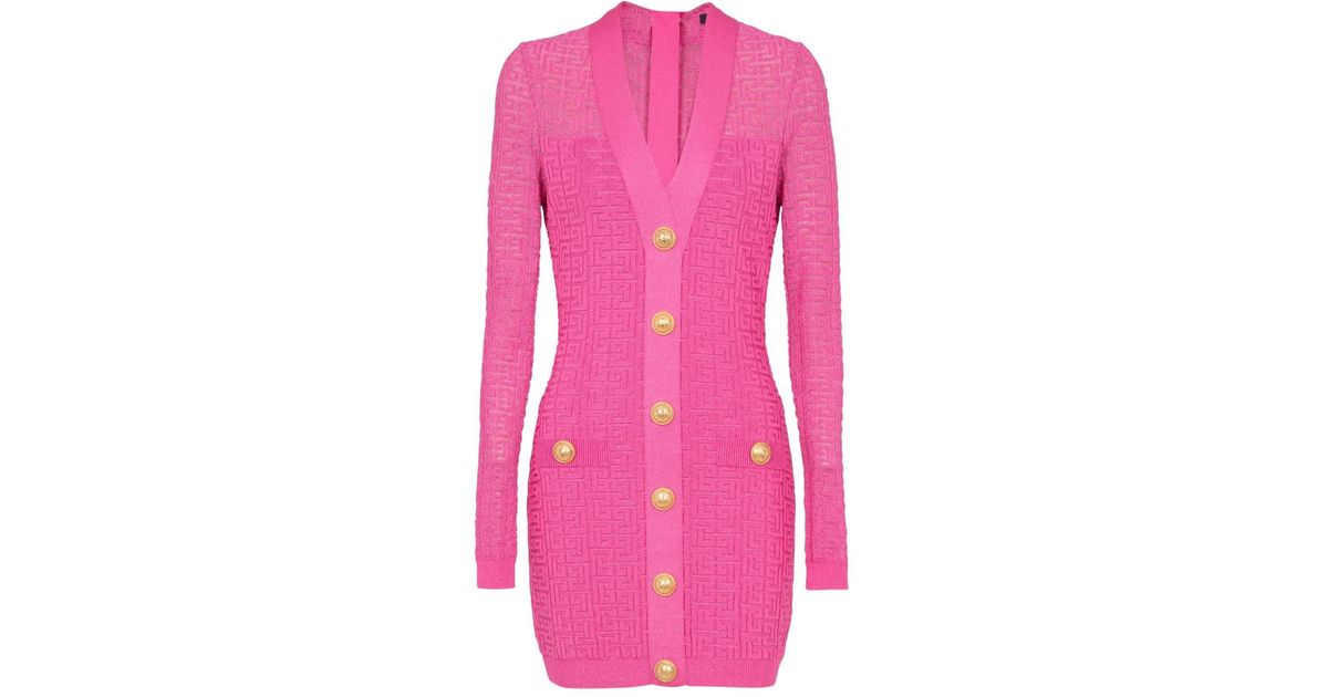 Balmain Pb Labyrinthe Mini Dress in Pink | Lyst UK