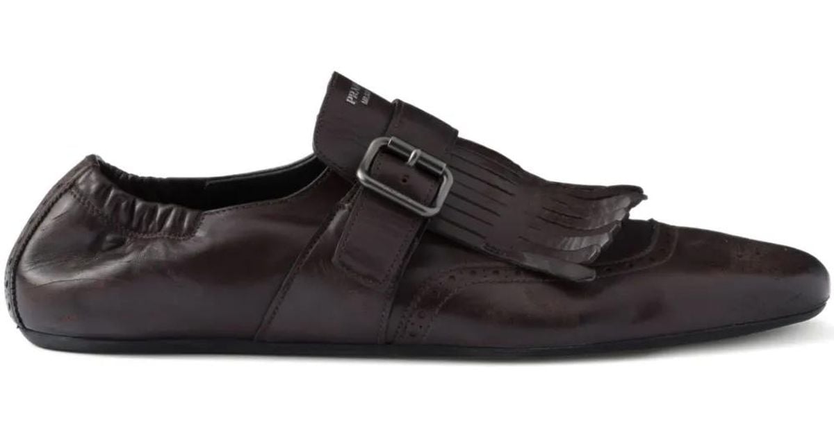 Prada Shuffle Fringed Monk Shoes in Black for Men | Lyst UK