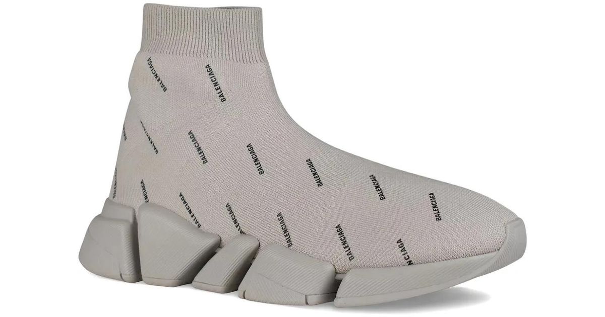 Balenciaga Logo Speed Trainer in Gray for Men | Lyst