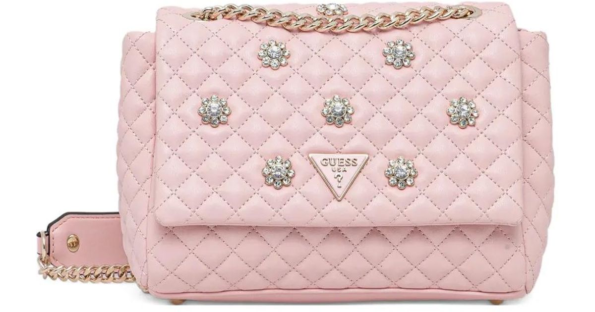 Guess Mini Everlee Quilted Floral-Appliqué Cross Body Bag in Pink | Lyst