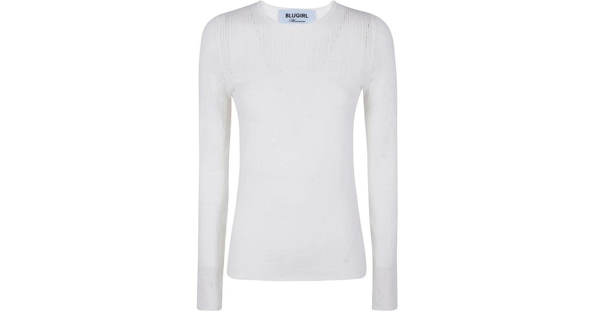 Blugirl Blumarine Pointelle-Knit Jumper in White | Lyst UK