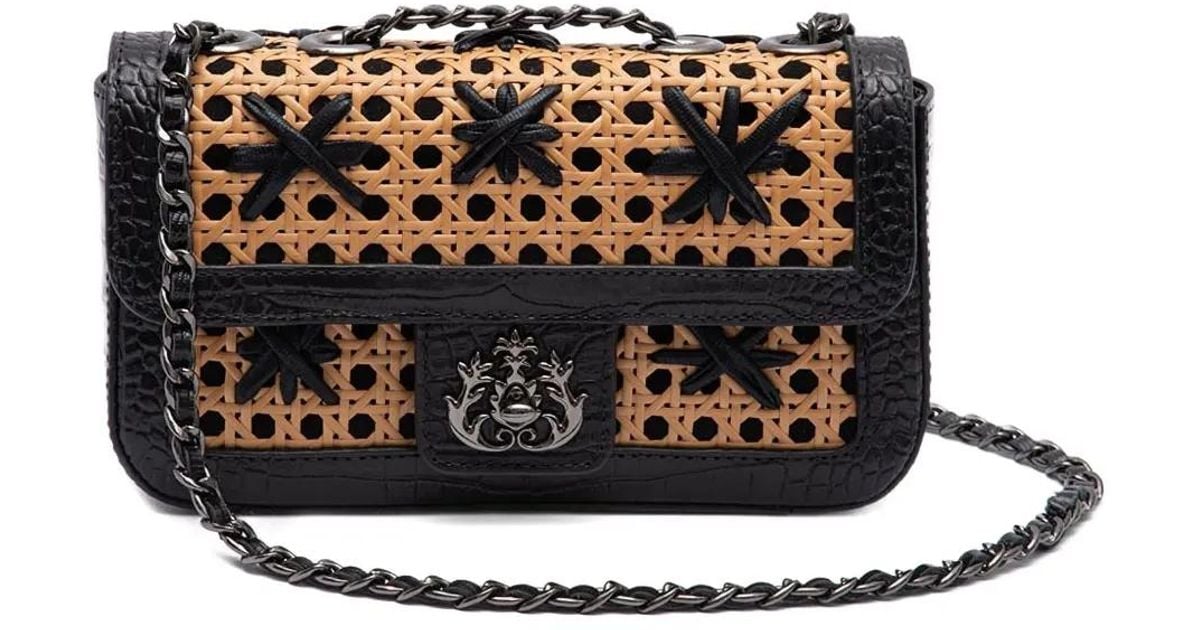 Isla Anne Woven Shoulder Bag in Black | Lyst