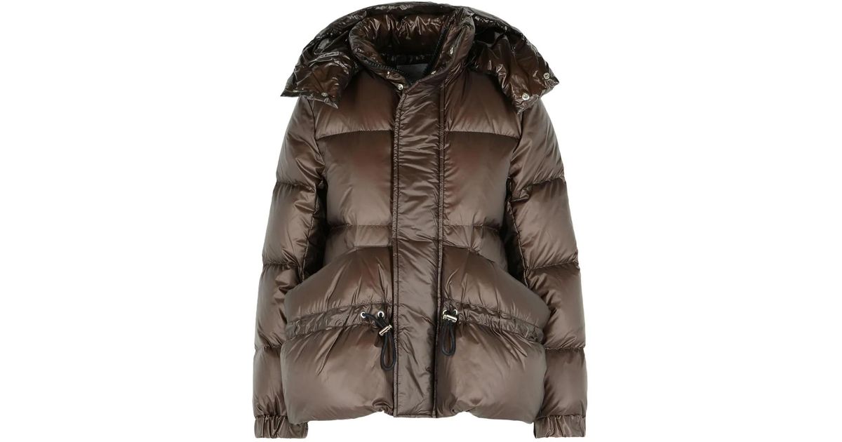 Sacai Nylon Puffer Down Jacket in Brown | Lyst UK