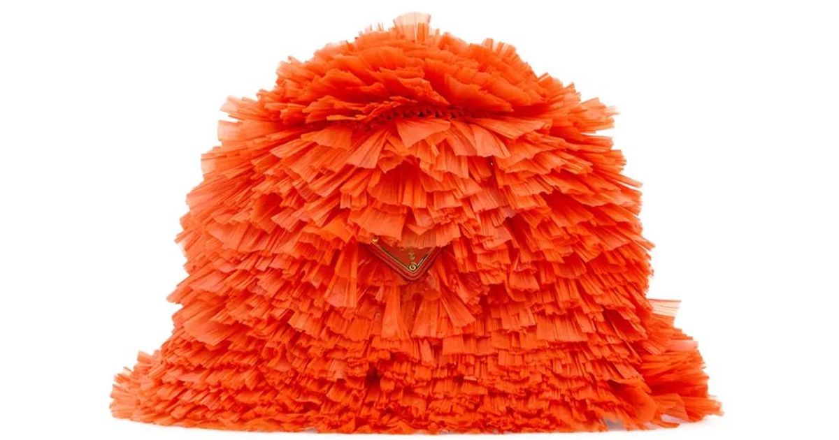 Prada Logo-Plaque Hat in Red | Lyst UK