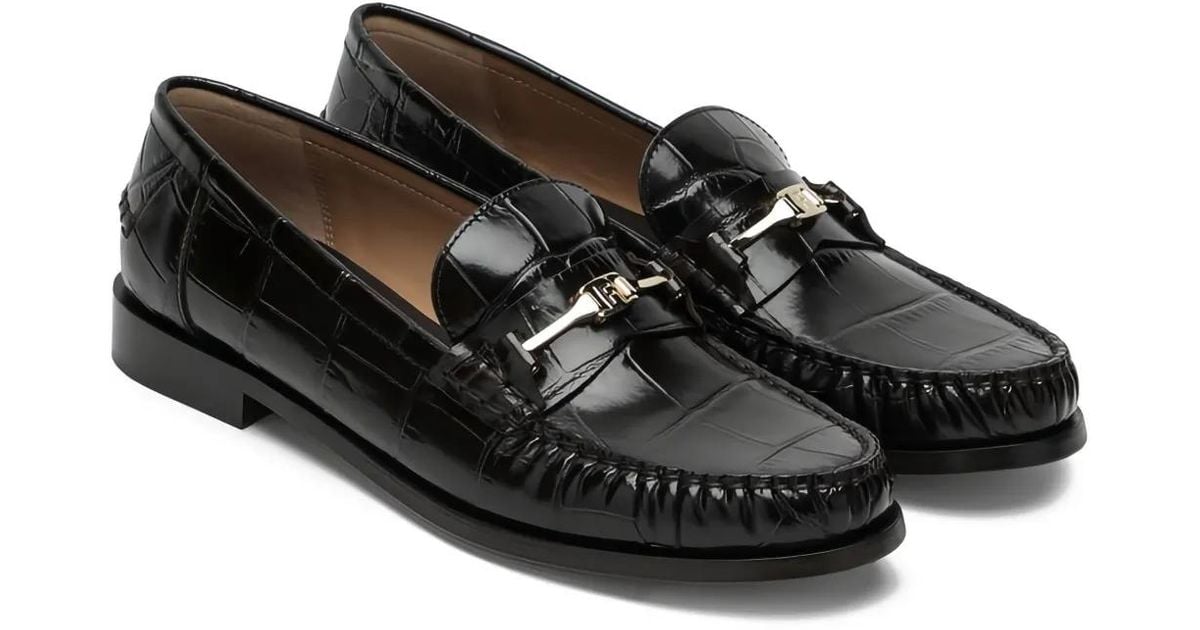 Ferragamo Harry Crocodile-Embossed Loafers in Black | Lyst