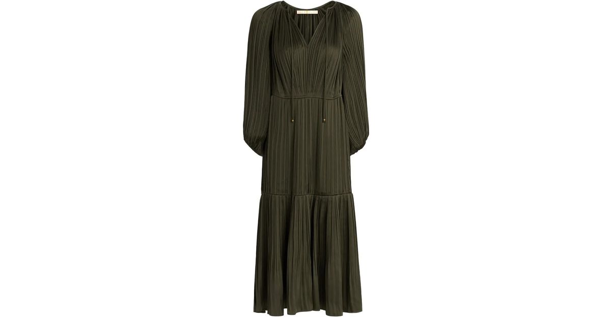 Marie Oliver Perrin Pleated Dress in Green | Lyst