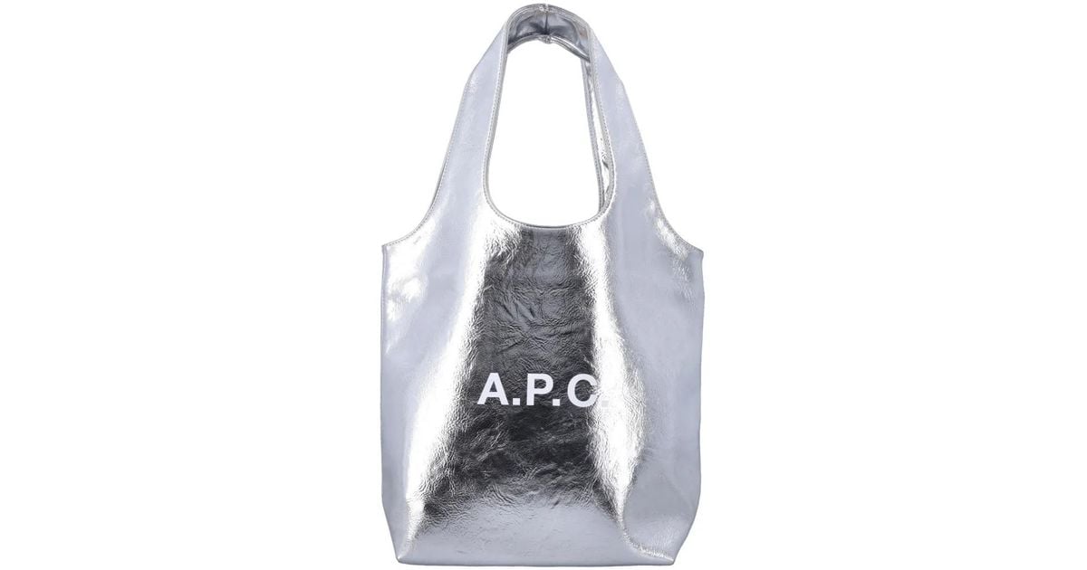 A.P.C. Ninon Lettering Tote Bag in White | Lyst UK