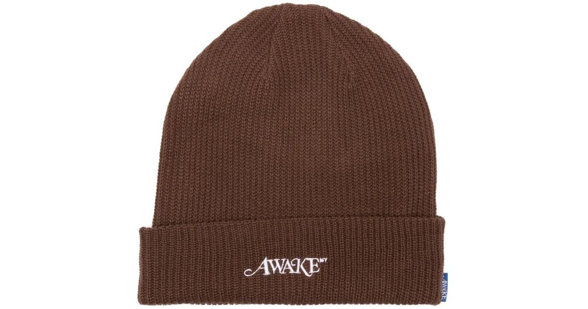 AWAKE NY Logo-Embroidered Beanie in Brown for Men | Lyst UK