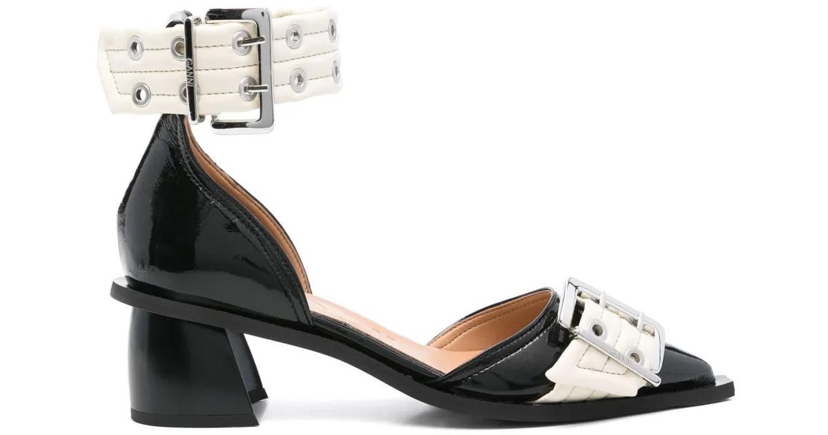 Ganni 55Mm Feminine Buckle Pumps in Metallic | Lyst